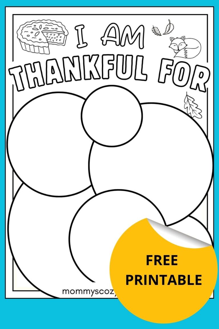 4 I Am Thankful For Coloring Pages For Kids