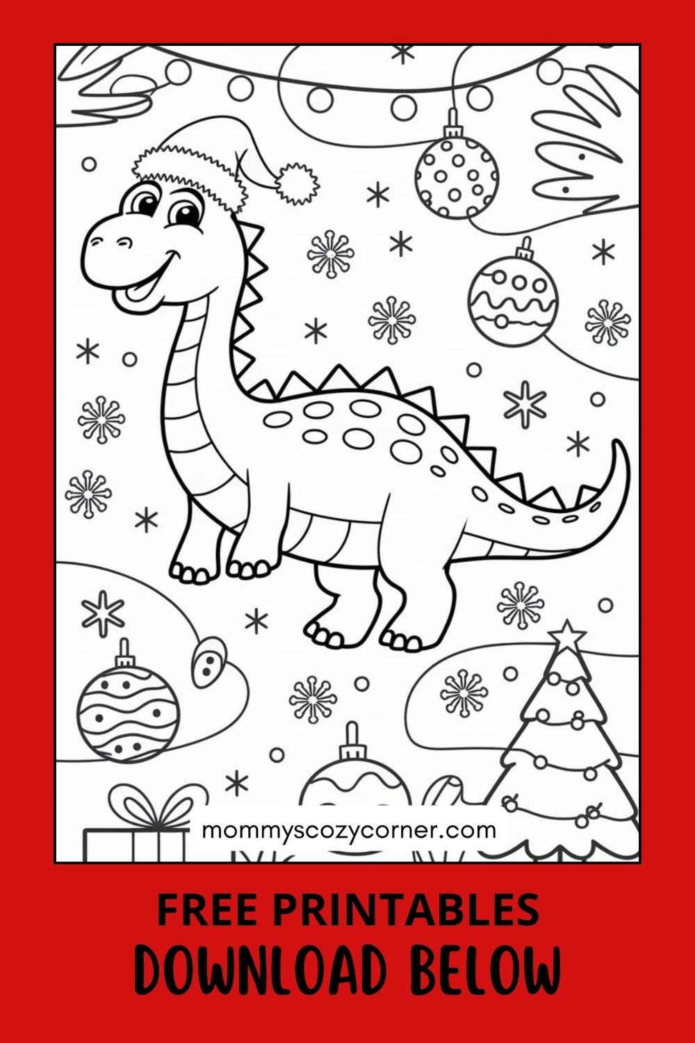 22 Christmas Dinosaur Coloring Pages Printables For Kids