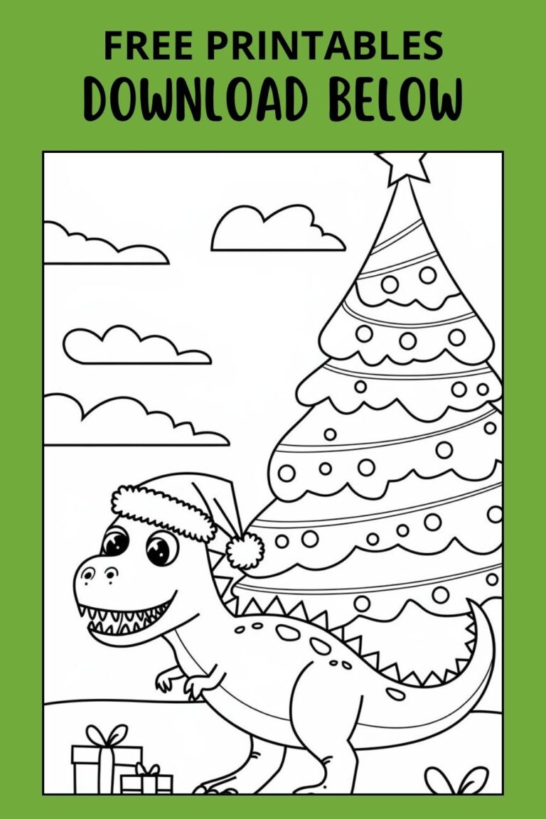 22 Christmas Dinosaur Coloring Pages Printables For Kids
