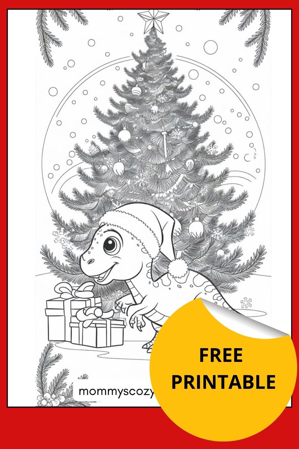 22 Christmas Dinosaur Coloring Pages Printables For Kids
