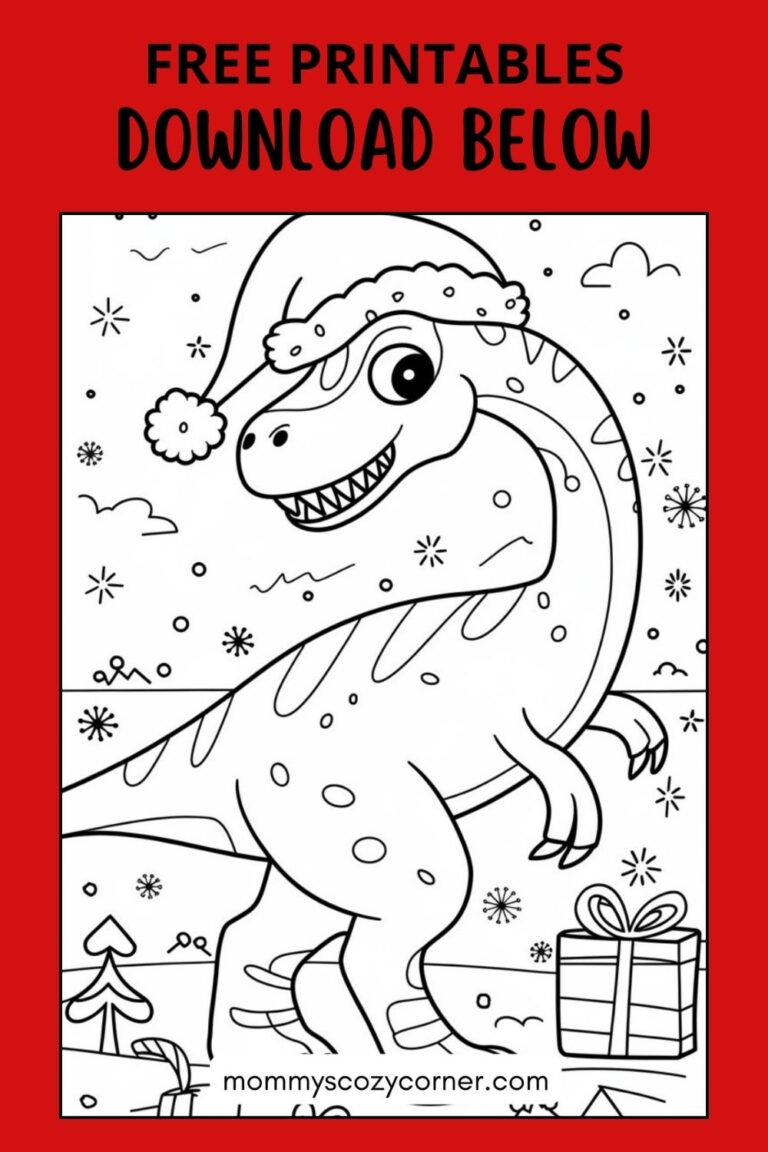 22 Christmas Dinosaur Coloring Pages Printables For Kids