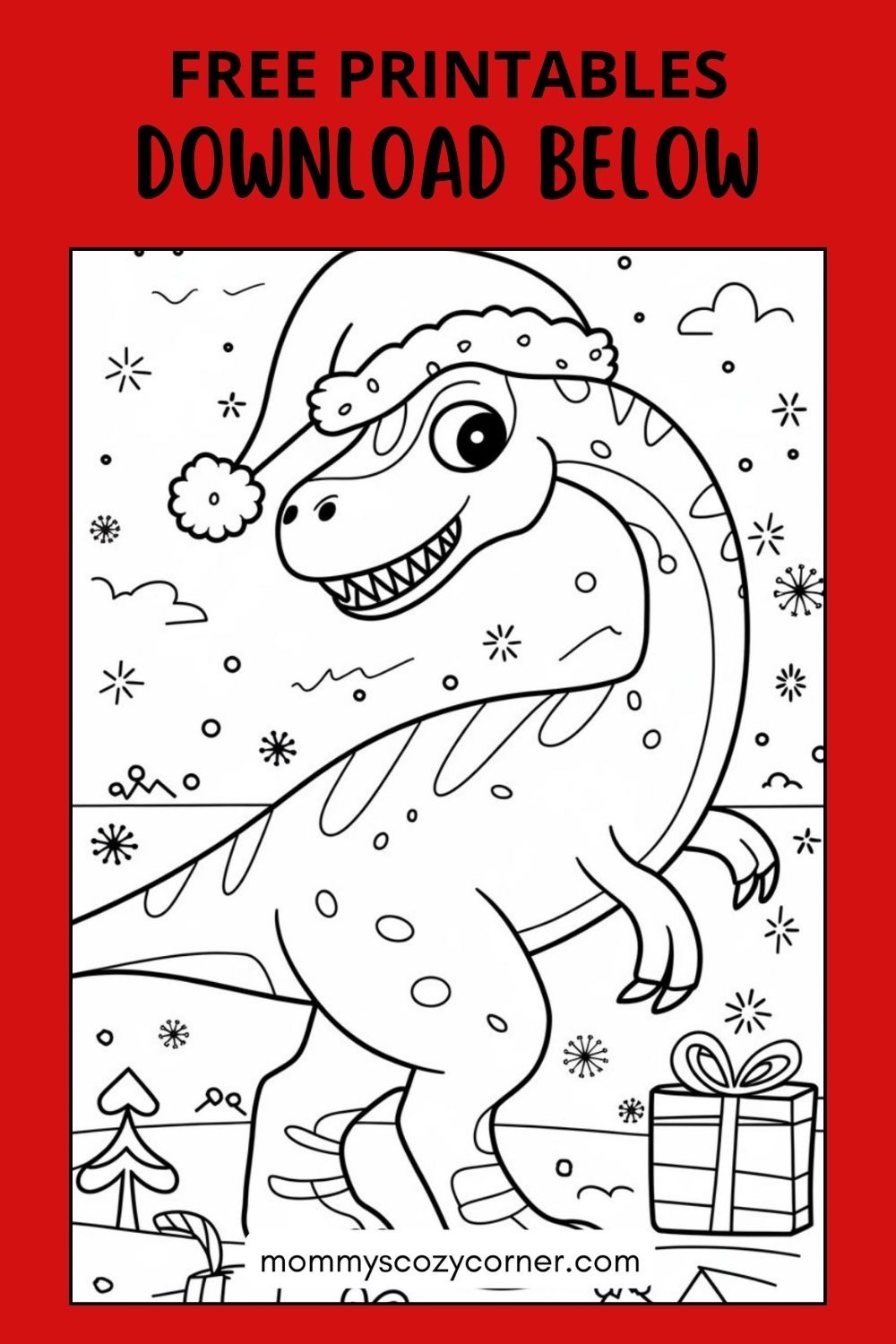 22 Christmas Dinosaur Coloring Pages Printables For Kids