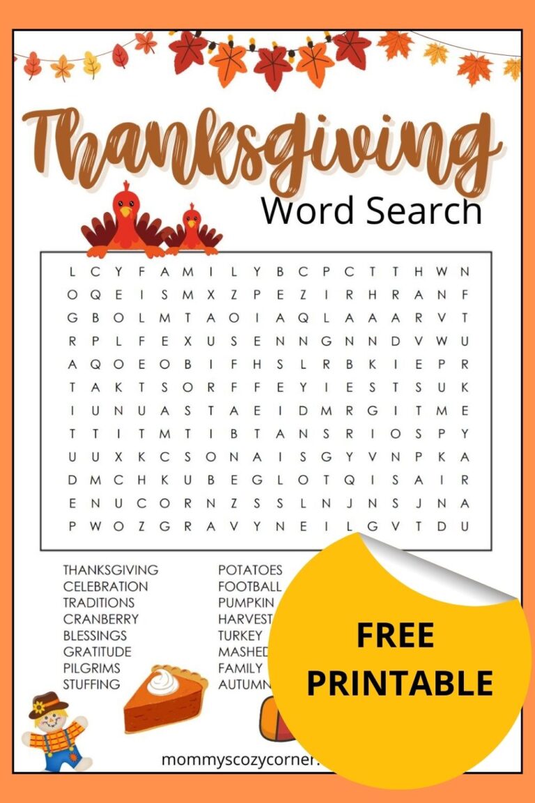 4 Free Thanksgiving Word Search Printables For Your Kids