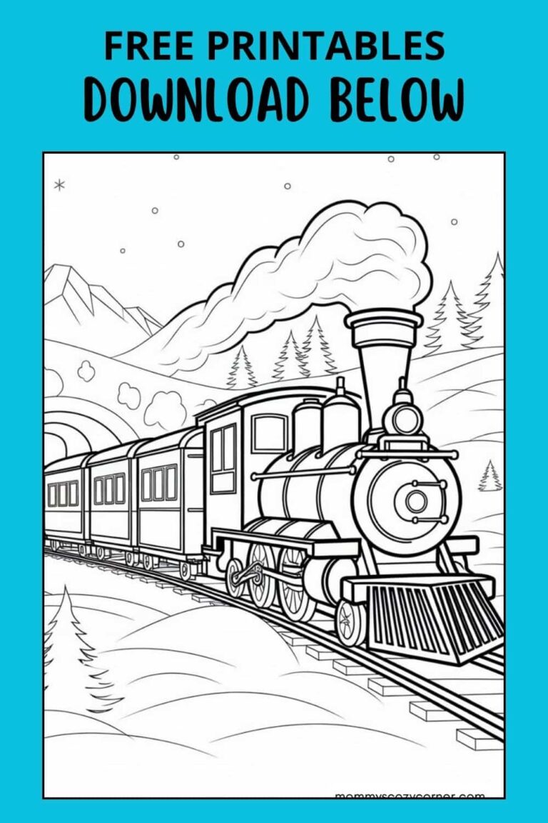 9 Christmas Train Coloring Pages For Kids (Free Printables)