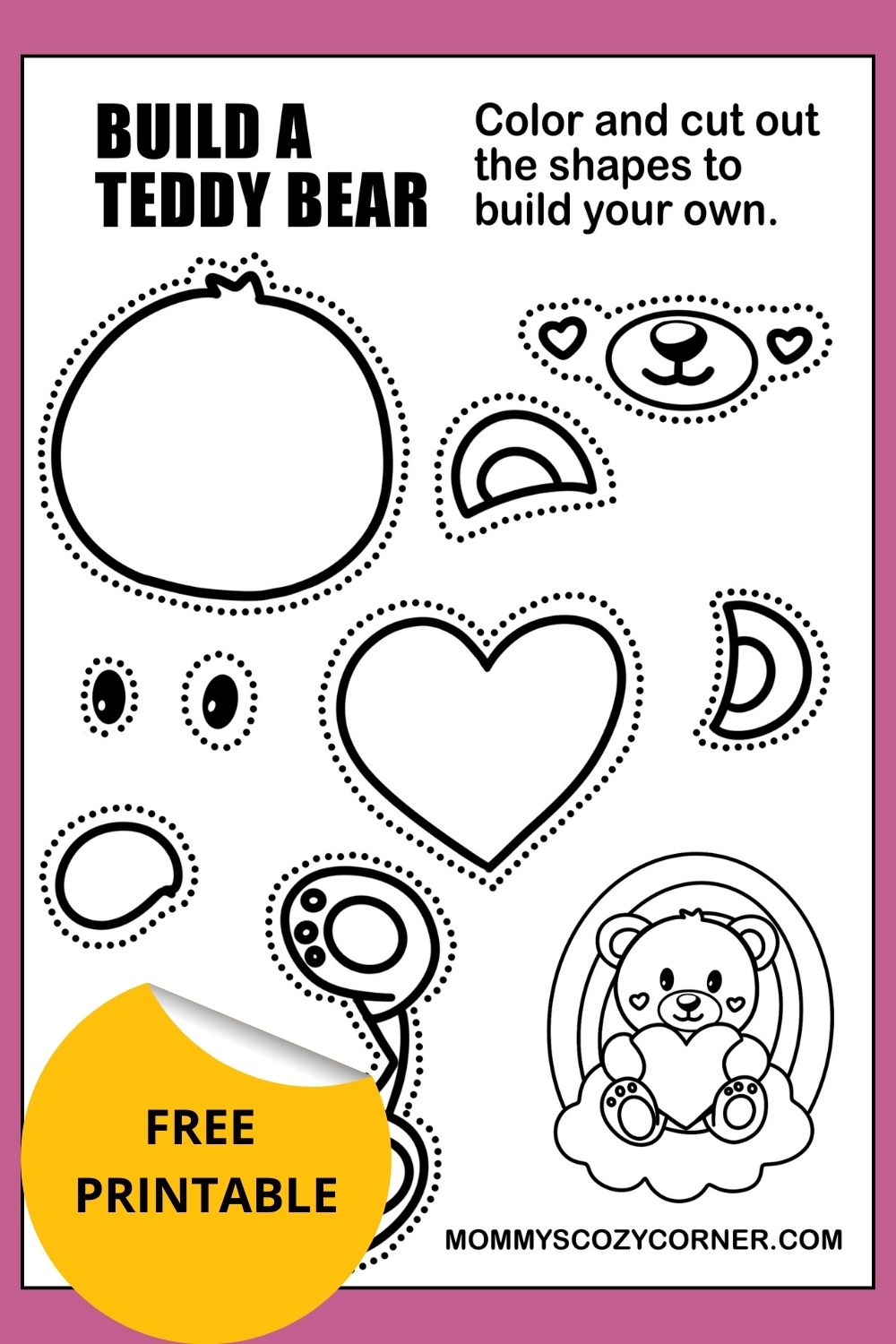 3 Teddy Bear Build your Own Activity For Kids