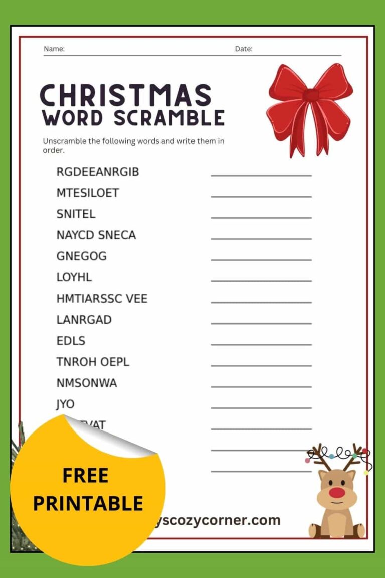 4 Christmas Word Scramble Printables With Answer Keys