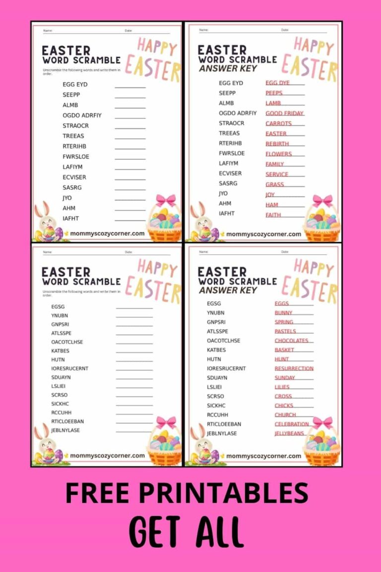 2 Easter Word Scramble Printables With Answer Key