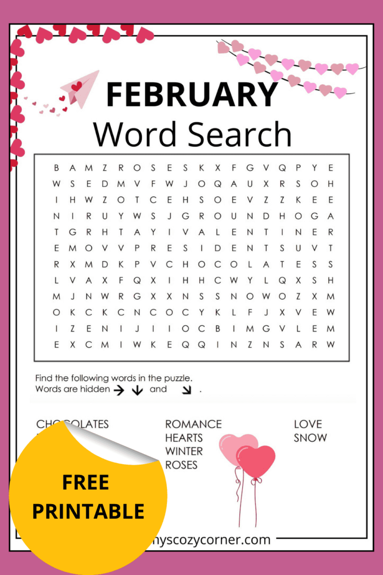 2 February Word Search Printables And Coloring Pages