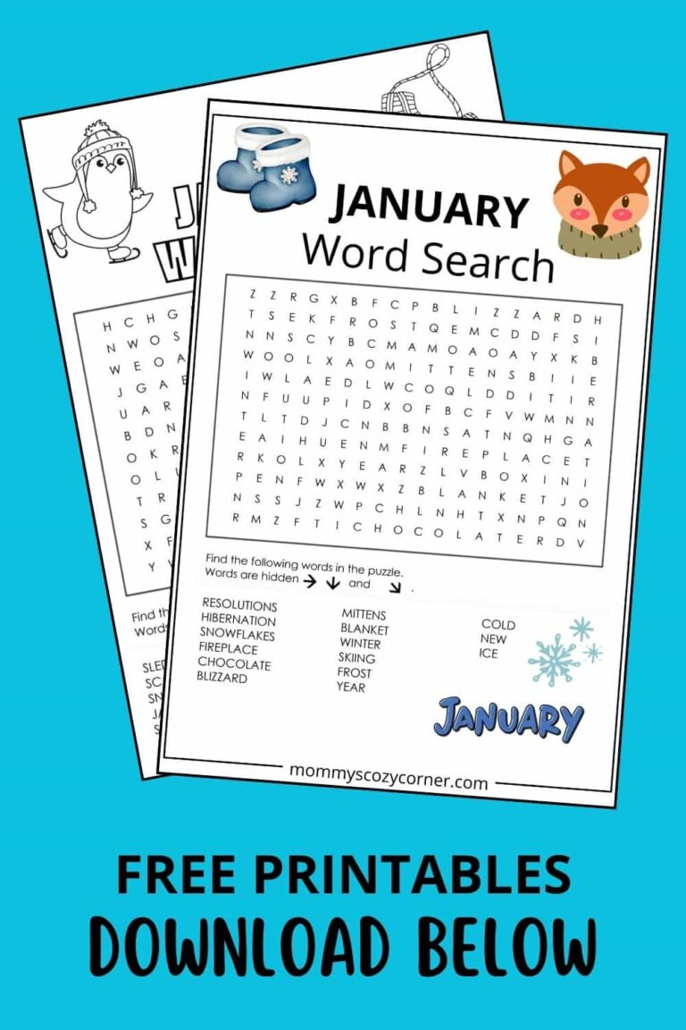 2 Free January Word Search Printables And Coloring Pages