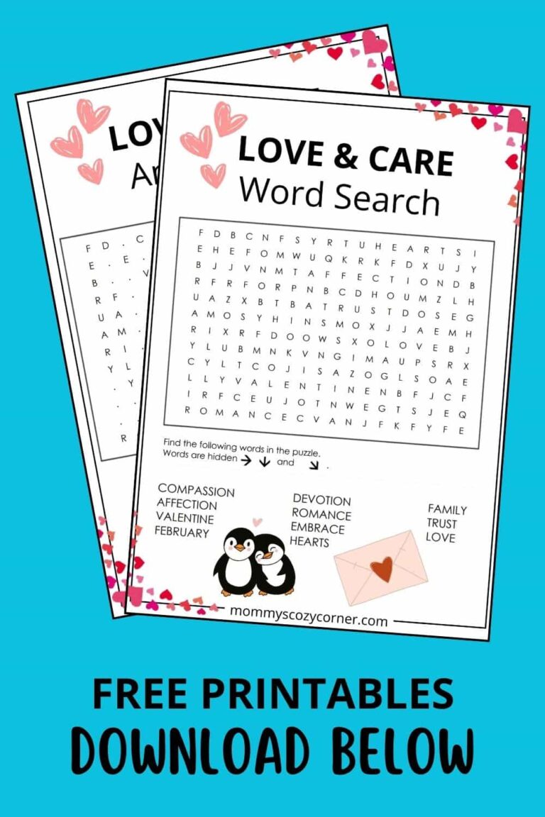 2 Love And Care Word Search Sheets With Answer Keys