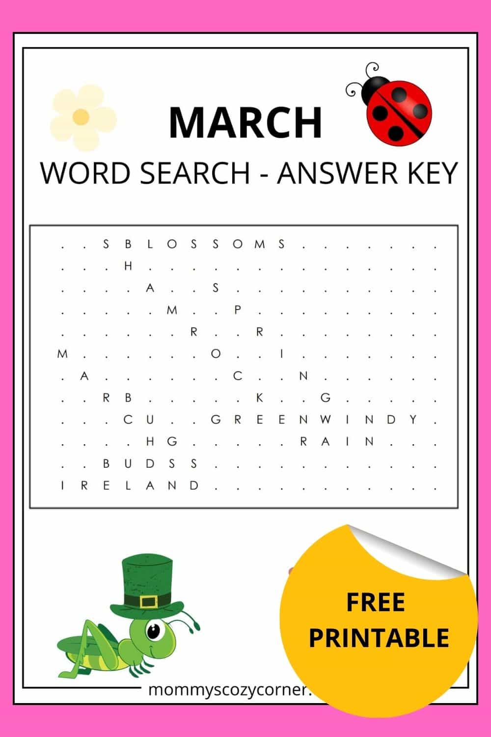 2 March Word Search Printables For Kids