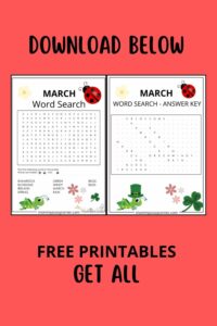 2 March Word Search Printables For Kids