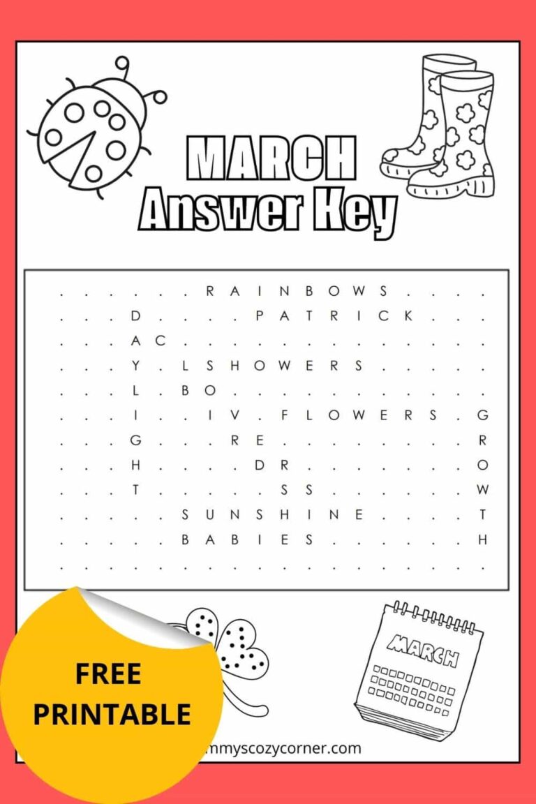 2 March Word Search Printables For Kids