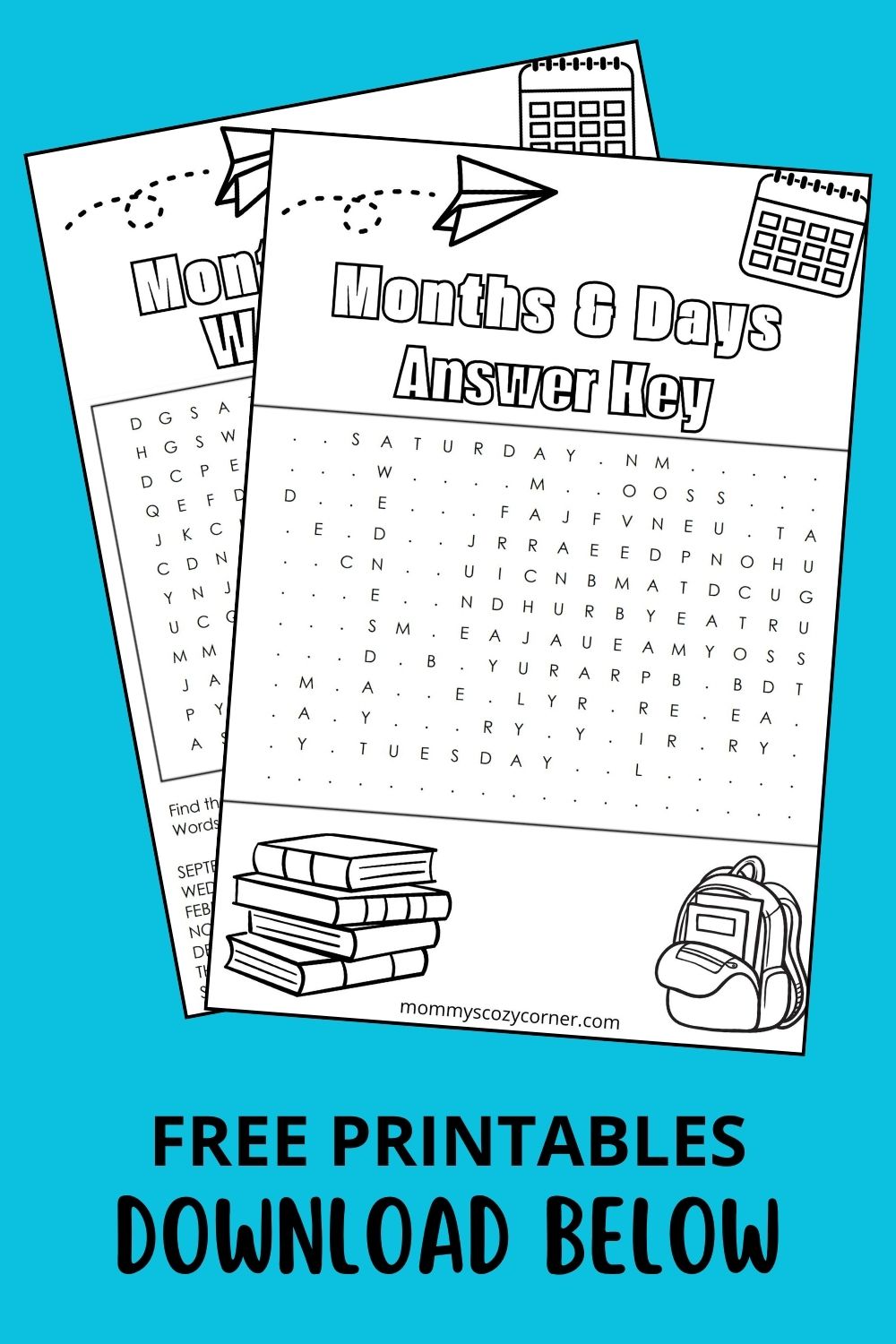 2 Months And Days Word Search Printables With Answer Key