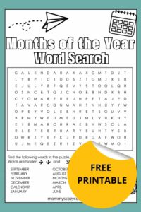 3 Months Of The Year Word Search Printables With Answer Key