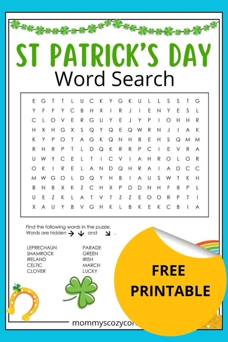 4 St Patrick's Day Word Search Printables For Kids