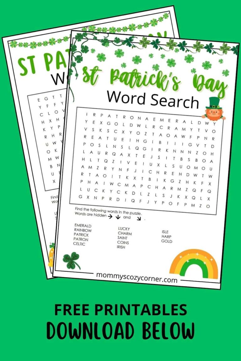4 St Patrick's Day Word Search Printables For Kids