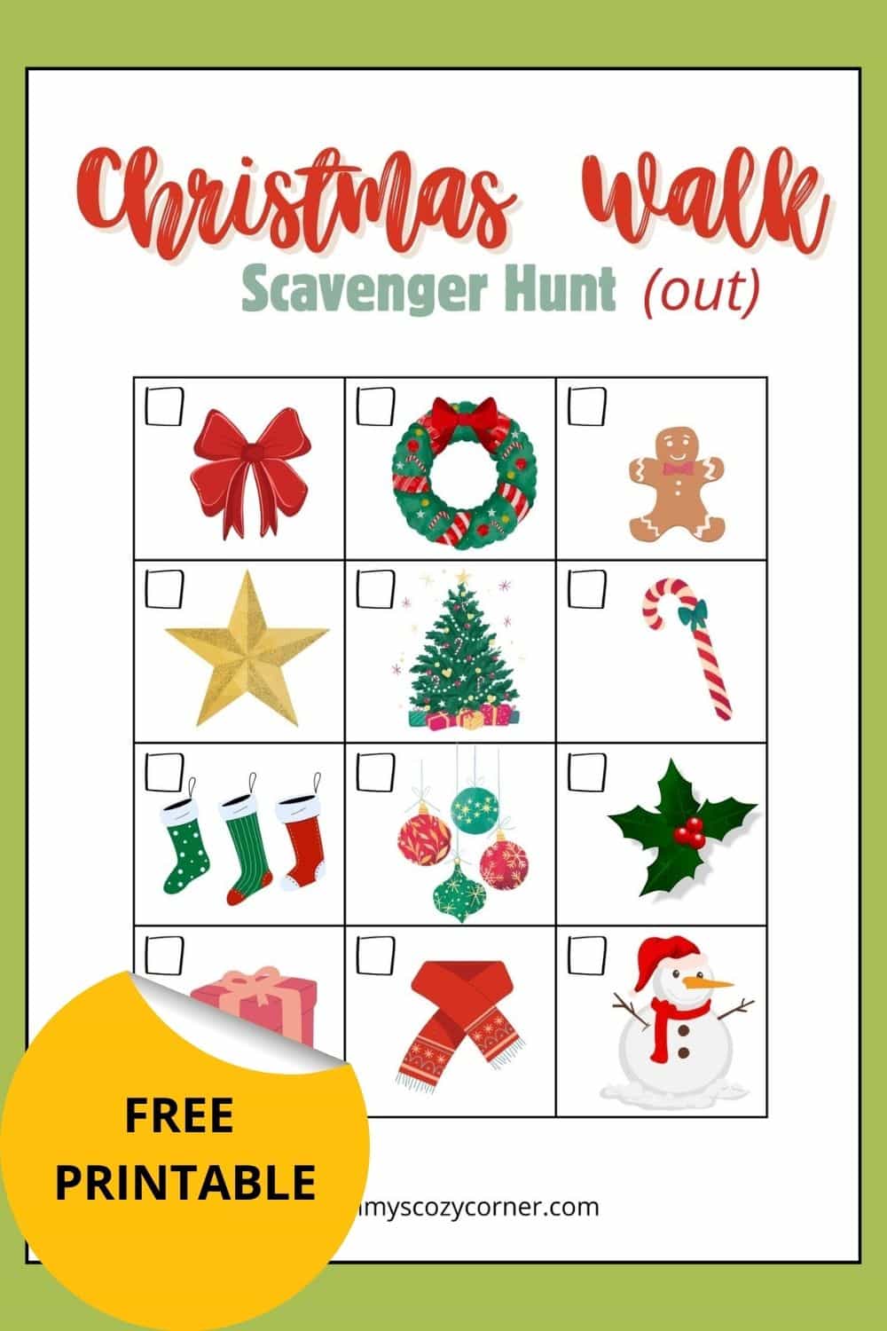 5 Free Christmas Walk Scavenger Hunt Printables