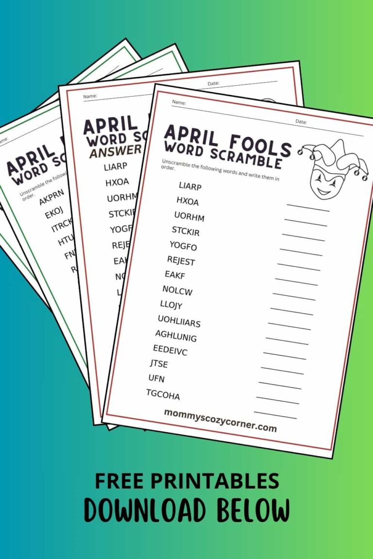 2 Free April Fools Word Scramble With Answer Keys