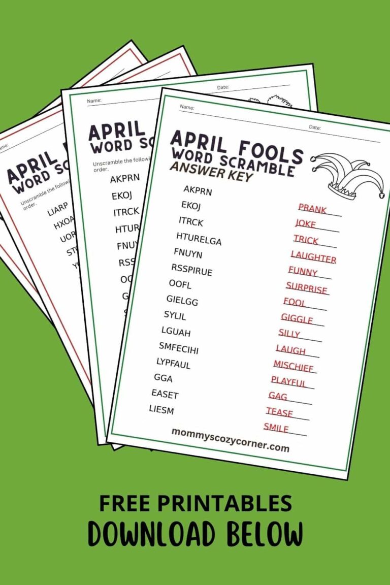 7 Free Printable April Activities for Kids