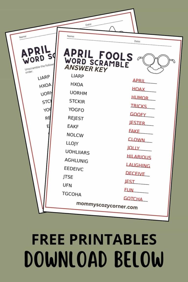 2 Free April Fools Word Scramble With Answer Keys
