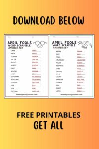 2 Free April Fools Word Scramble With Answer Keys