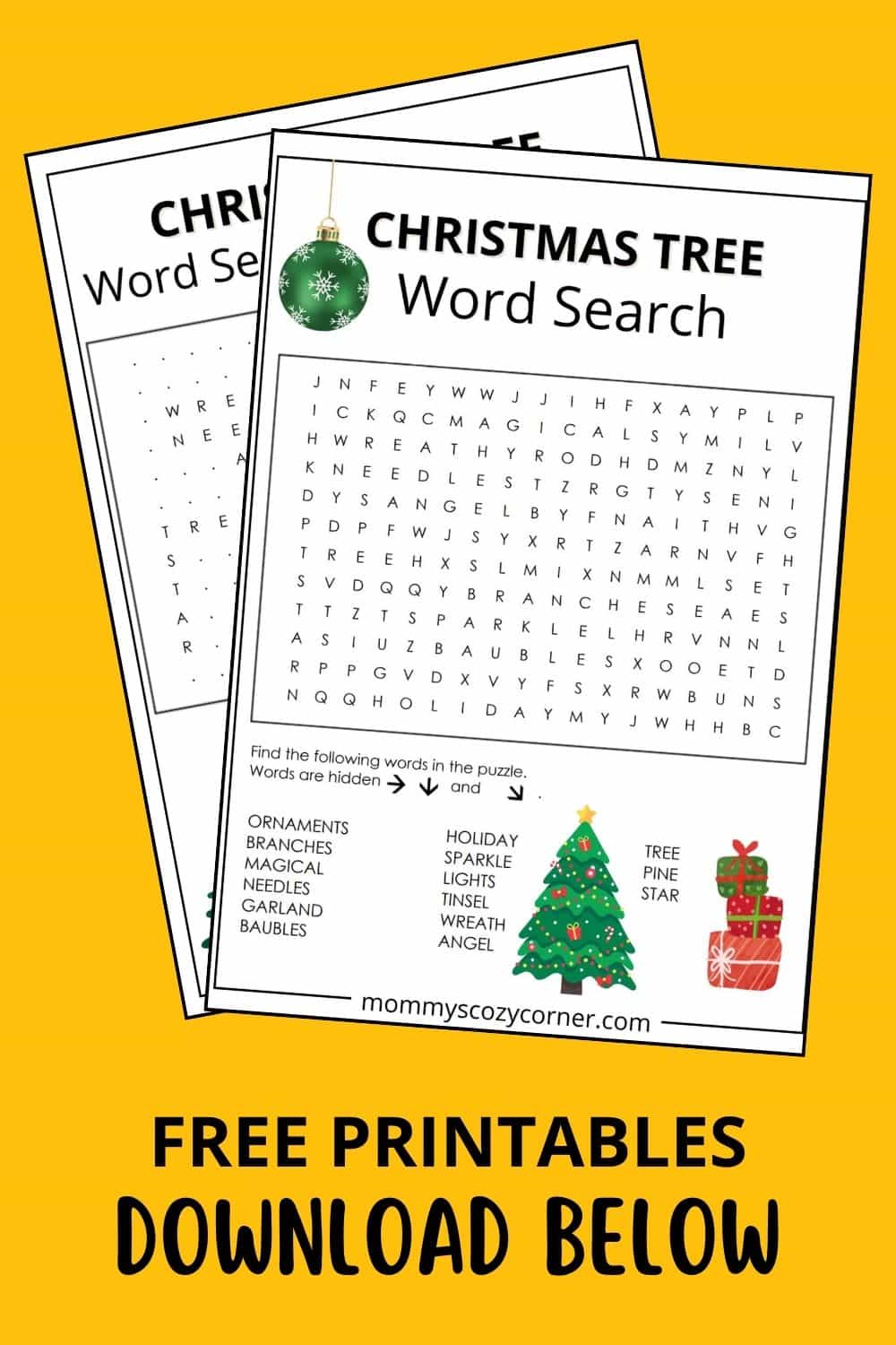 3 Christmas Tree Word Search Printables For Kids With Answer Keys