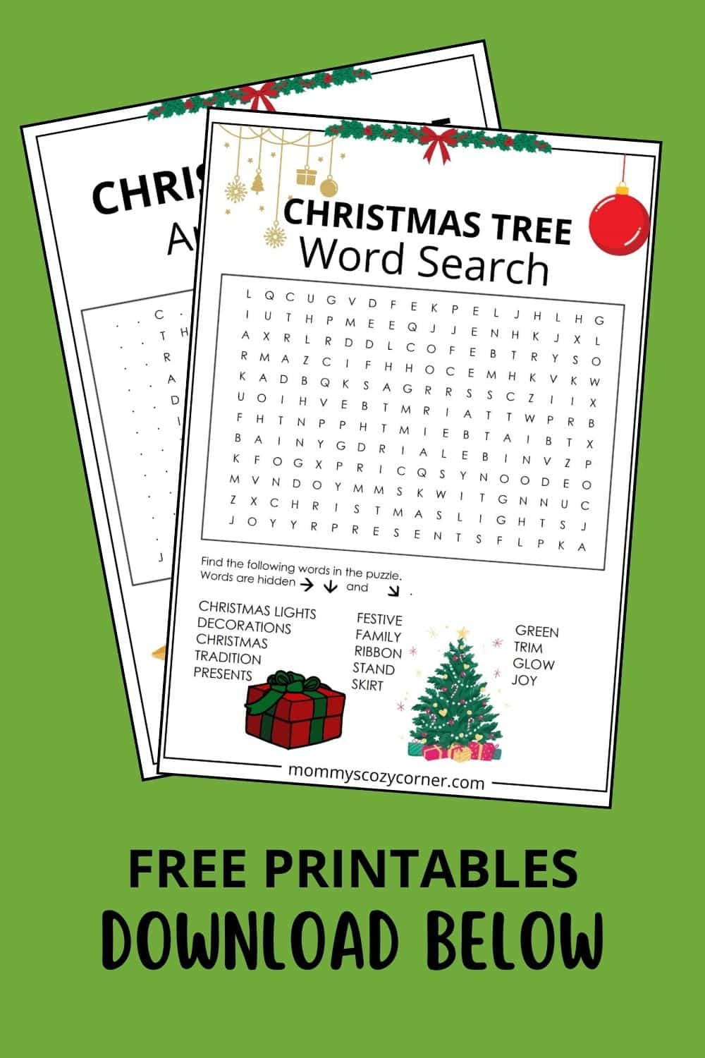 3 Christmas Tree Word Search Printables For Kids With Answer Keys