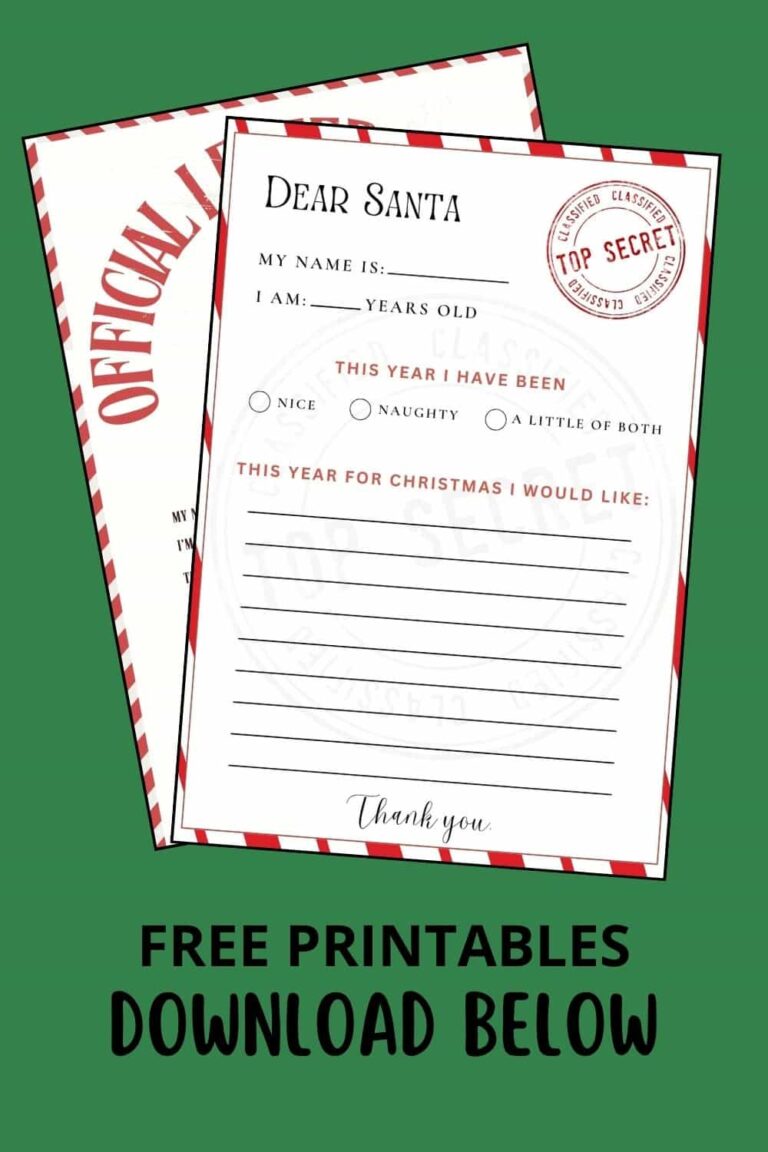 6 Santa Wishlist Printables With Santa Addressed Envelope