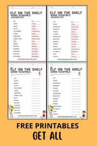 2 Free Elf On The Shelf Word Scramble With Answer Keys Printables