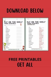2 Free Elf On The Shelf Word Scramble With Answer Keys Printables