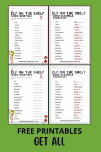 2 Free Elf On The Shelf Word Scramble With Answer Keys Printables
