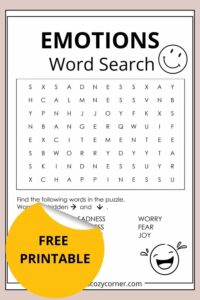 4 Emotions Word Search Printables For Kids With Answer Keys