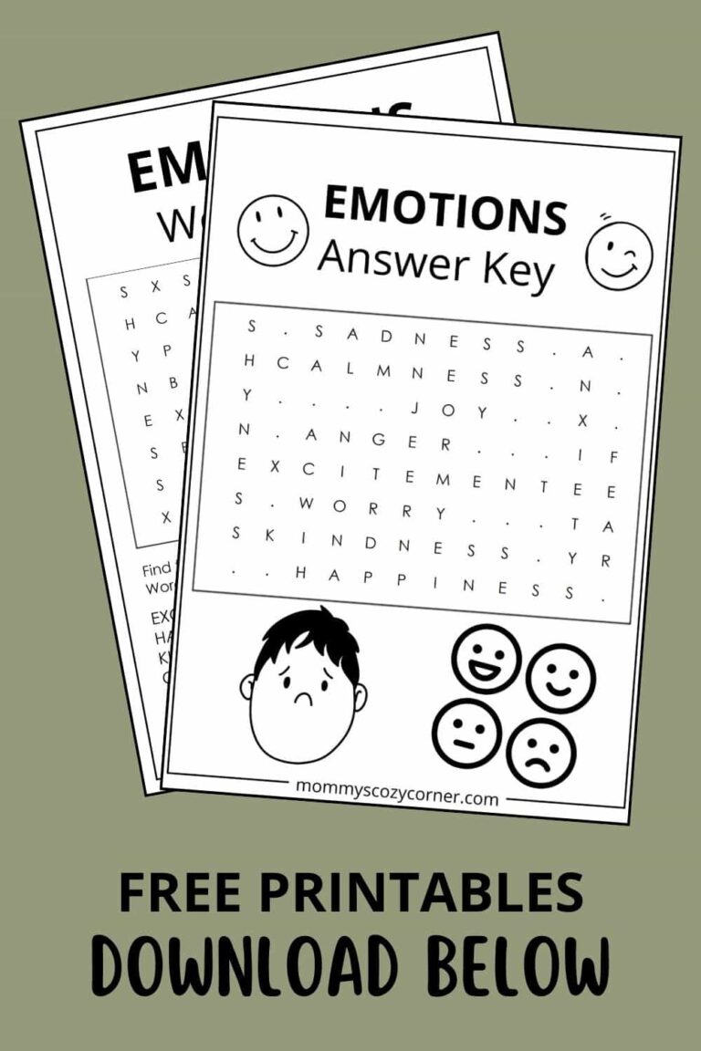 4 Emotions Word Search Printables For Kids With Answer Keys