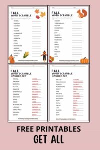 2 Free Fall Word Scramble Printables With Answer Keys