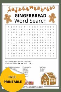3 Gingerbread Word Search Printables For Kids With Answer Keys