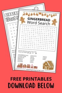 3 Gingerbread Word Search Printables For Kids With Answer Keys
