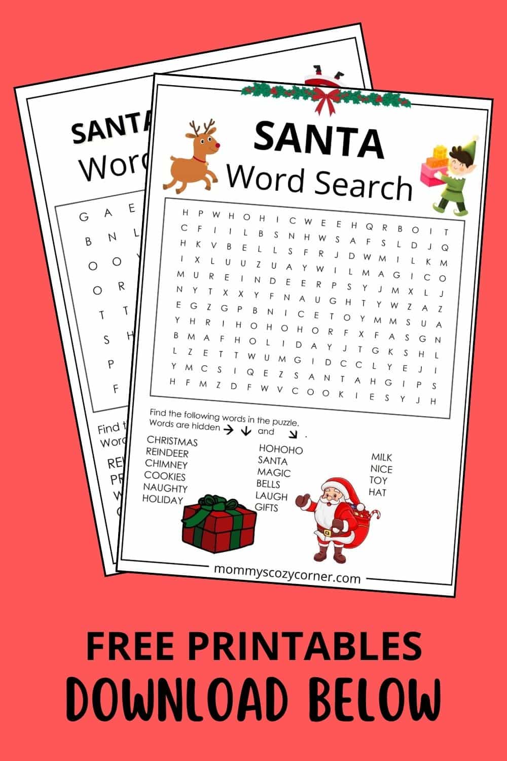 3 Santa Word Search Printables For Kids With Answer Keys