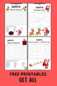 3 Santa Word Search Printables For Kids With Answer Keys