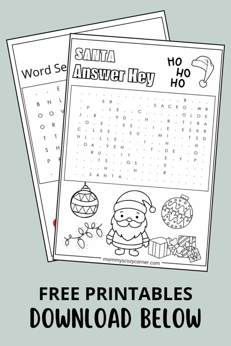 3 Santa Word Search Printables For Kids With Answer Keys