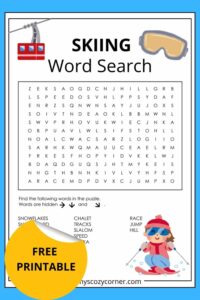 3 Skiing Word Search Printables For Kids With Answer Keys