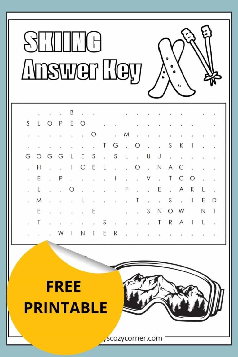 3 Skiing Word Search Printables For Kids With Answer Keys