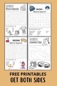 3 Skiing Word Search Printables For Kids With Answer Keys