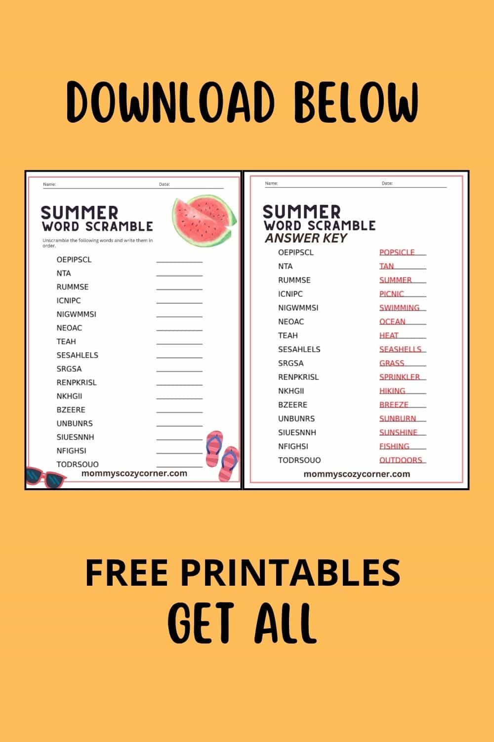 2 Free Summer Word Scramble Printables With Answer Keys