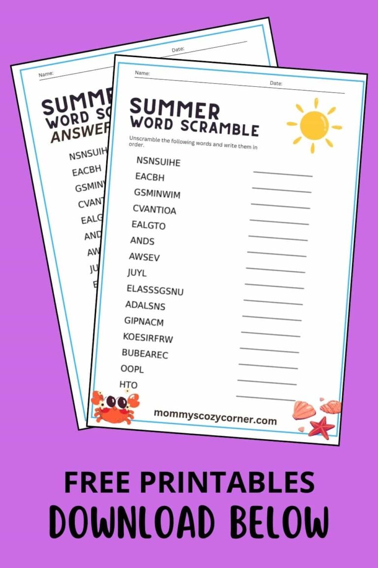 2 Free Summer Word Scramble Printables With Answer Keys