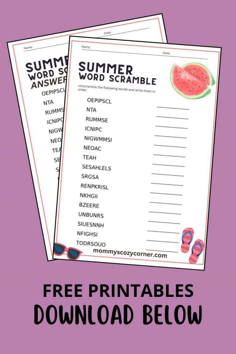 2 Free Summer Word Scramble Printables With Answer Keys