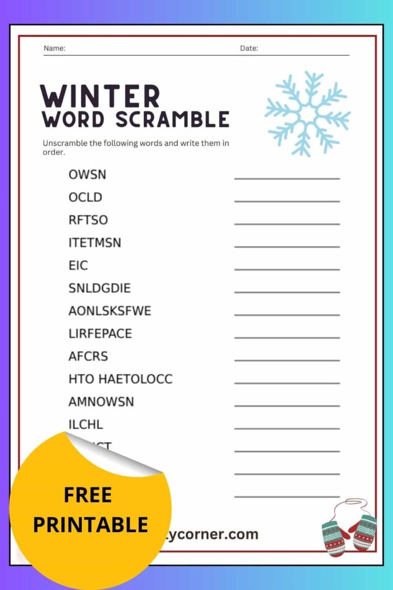 8 Free Season Word Scramble Printables For Kids