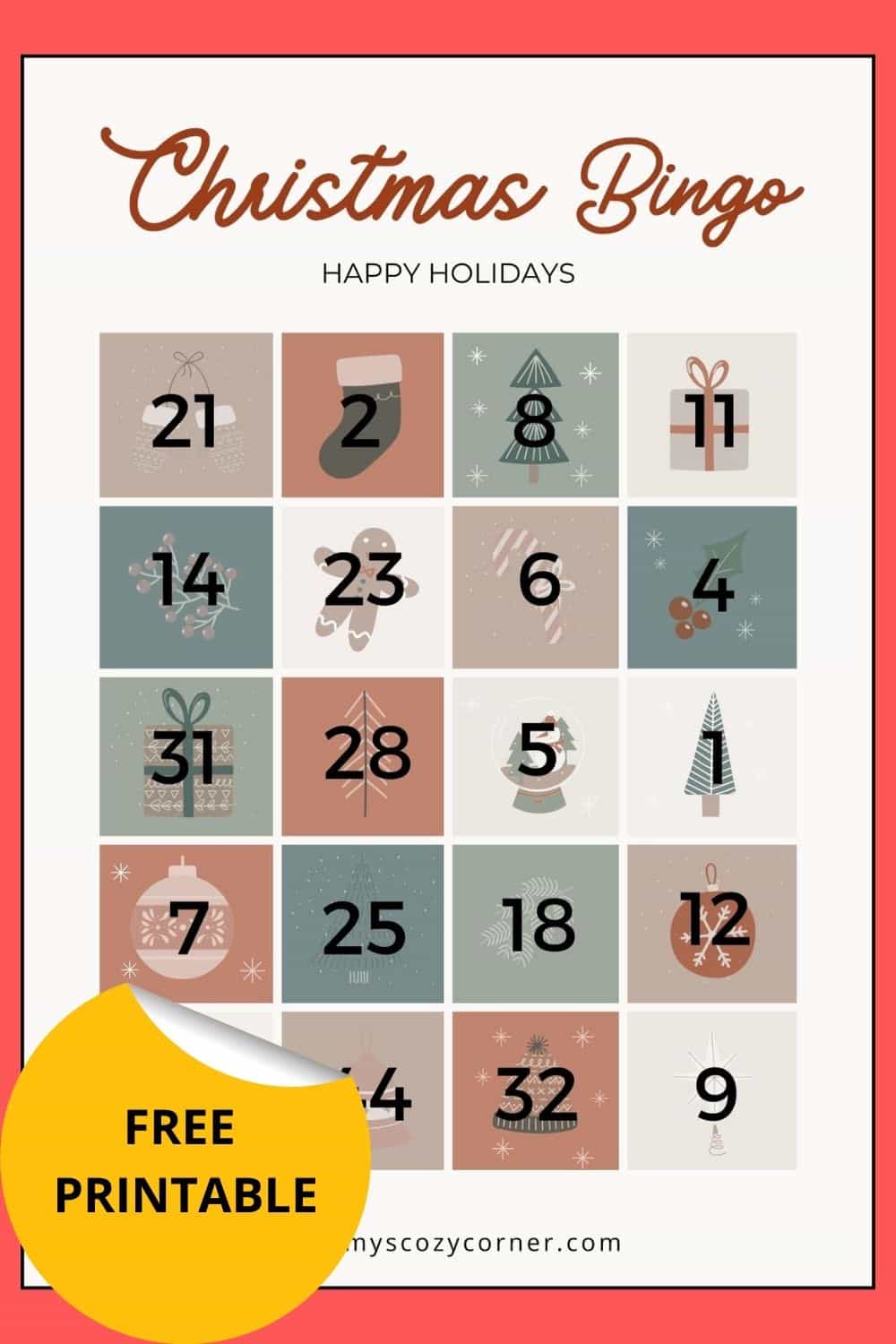 13 Free Christmas Bingo Cards with Words And Numbers For The Holidays