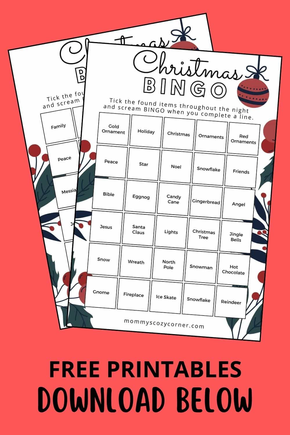 13 Free Christmas Bingo Cards with Words And Numbers For The Holidays