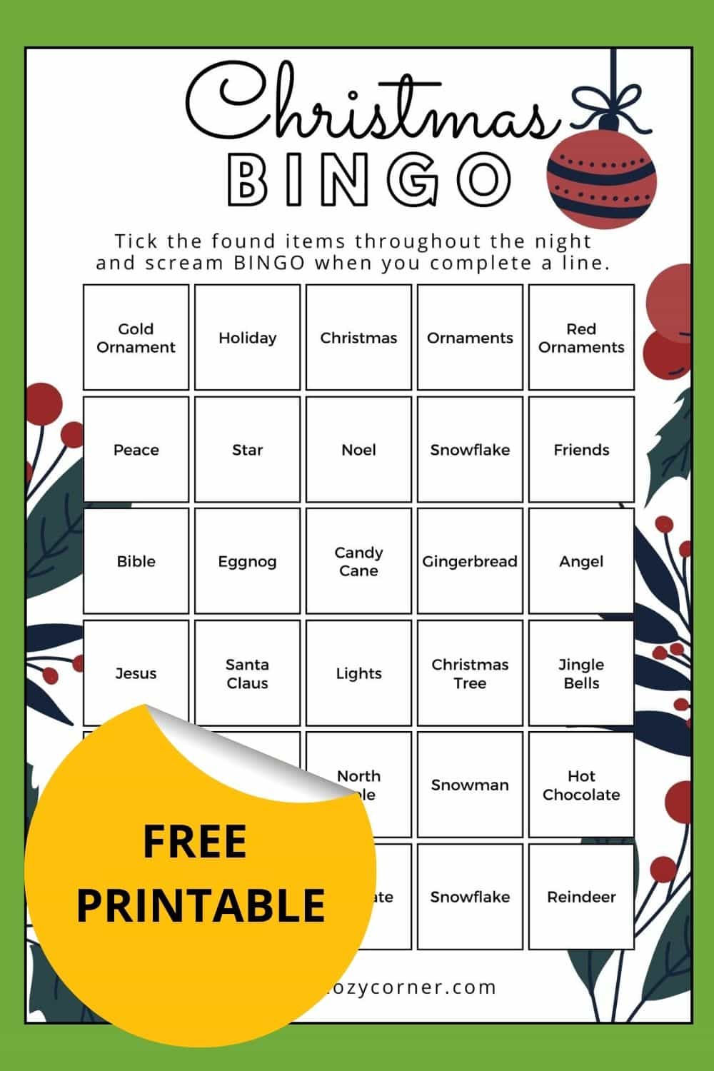 13 Free Christmas Bingo Cards with Words And Numbers For The Holidays